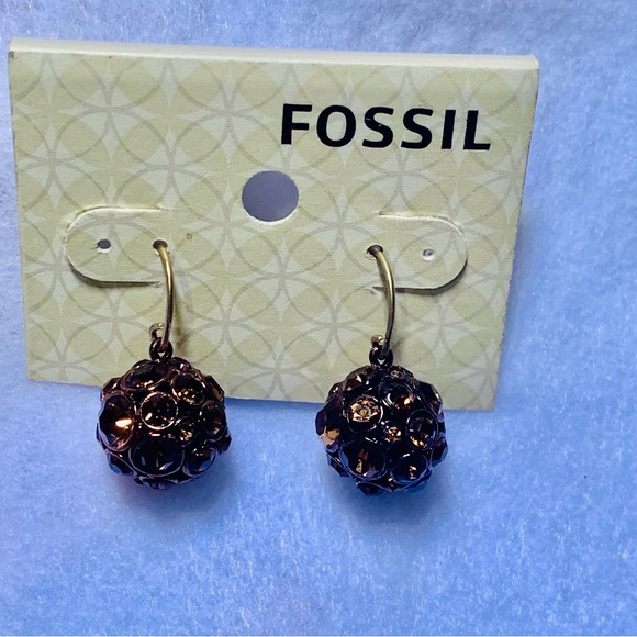 Fossil | Jewelry | Fossil Vintage Gold Tone Ball W Amber Rhinestones Drop Earring | Poshmark
